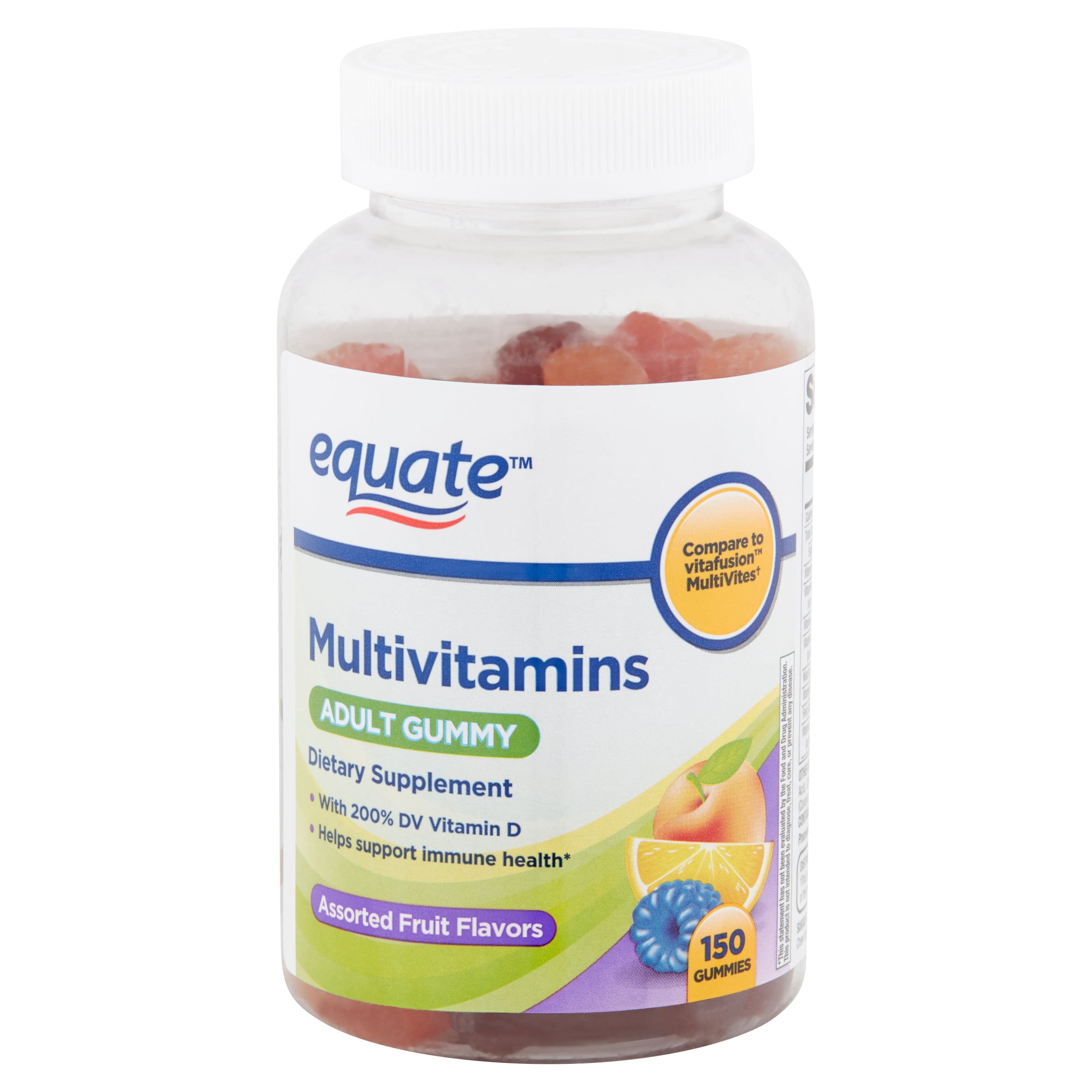 Equate Multivitamins Assorted Fruit Flavors Adult Gummies, 150 Count ...