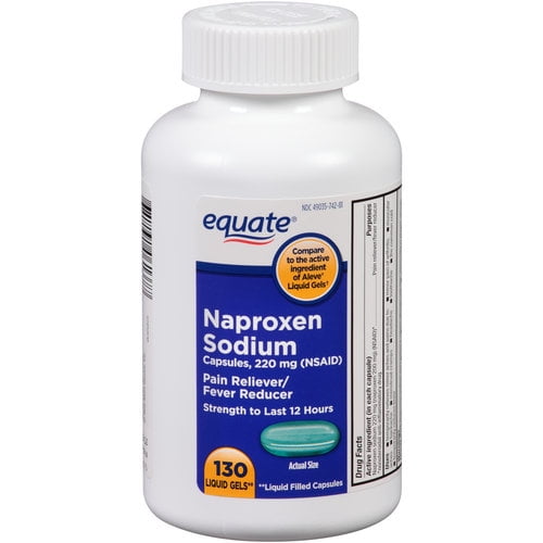 Equate Naproxen Sodium Pain Reliever/Fever Reducer Liquid Gels, 220mg ...