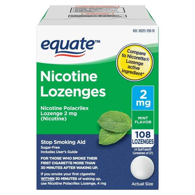 Equate Nicotine Lozenges Mint Flavor 2 Mg 108 Count