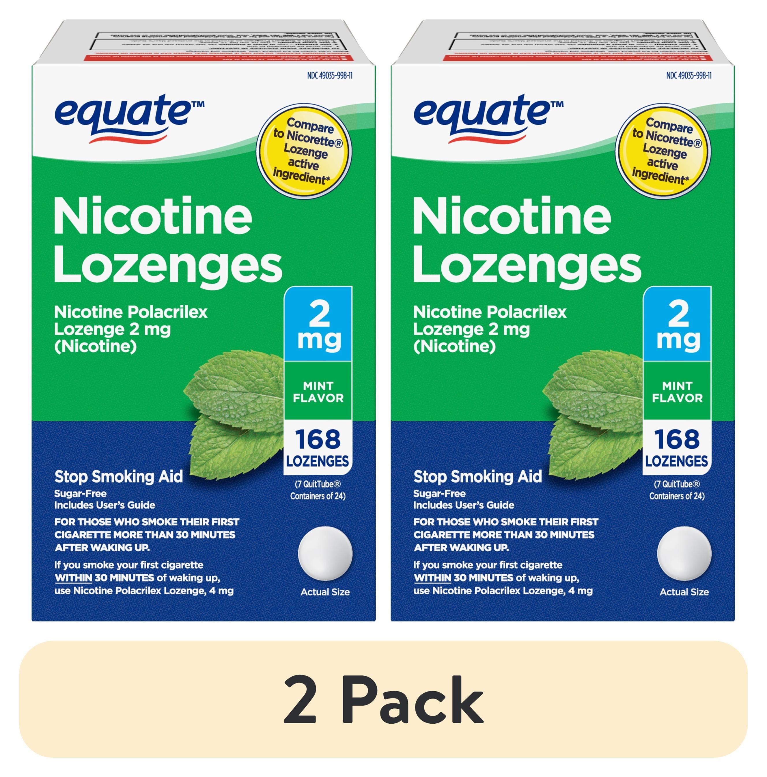(2 pack) Equate Nicotine Lozenge 2 mg, Stop Smoking Aid, Mint Flavor ...