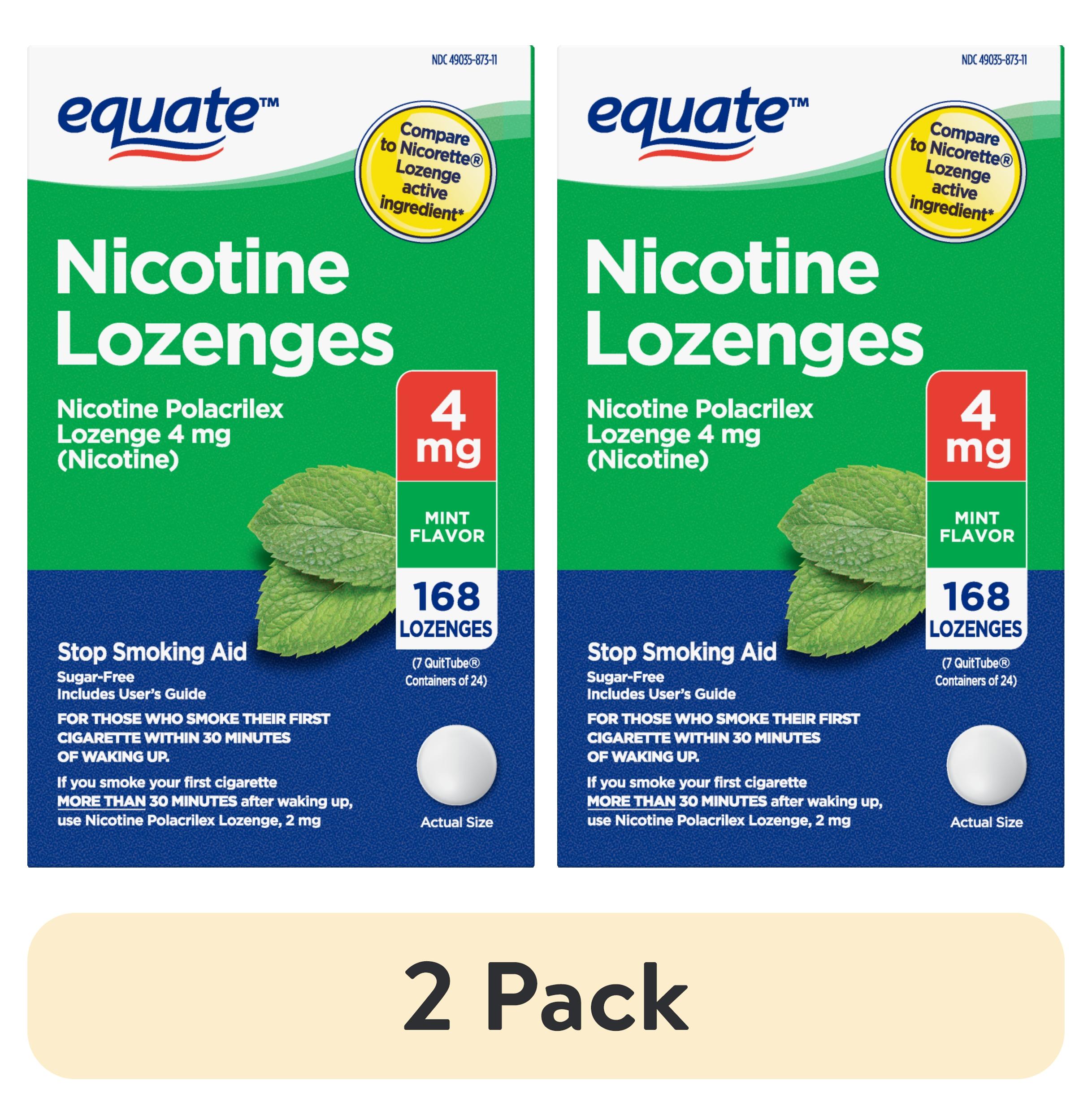 (2 pack) Equate Nicotine Polacrilex Lozenges, 4 mg, Mint Flavor, 168 ...