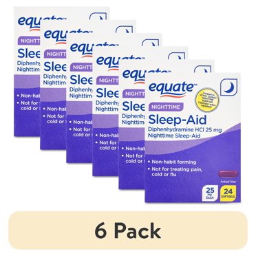 Equate Diphenhydramine HCl Nighttime Sleep-Aid Caplets, 25 mg, 24 Count ...