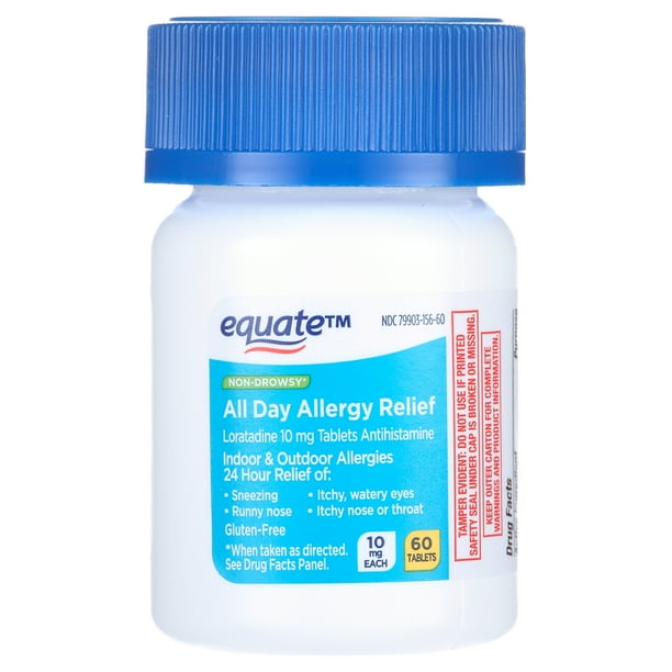 Equate Non-Drowsy Allergy Relief Loratadine Tablets 10 mg ...
