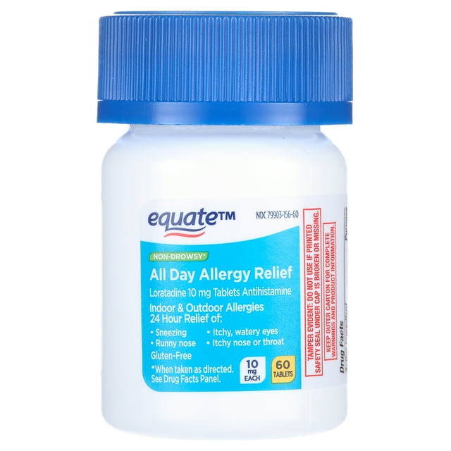 Equate Non-Drowsy Allergy Relief Loratadine Tablets 10 mg ...