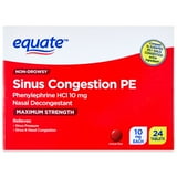 Equate Non-Drowsy Maximum Relief Sinus Congestion PE Tablets, 24 Count ...