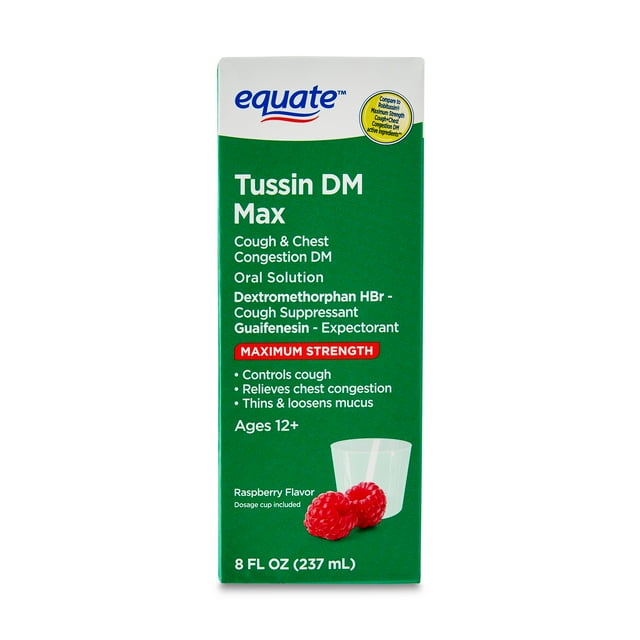 Equate Maximum Strength Non-Drowsy Tussin DM Max Cough and Chest ...