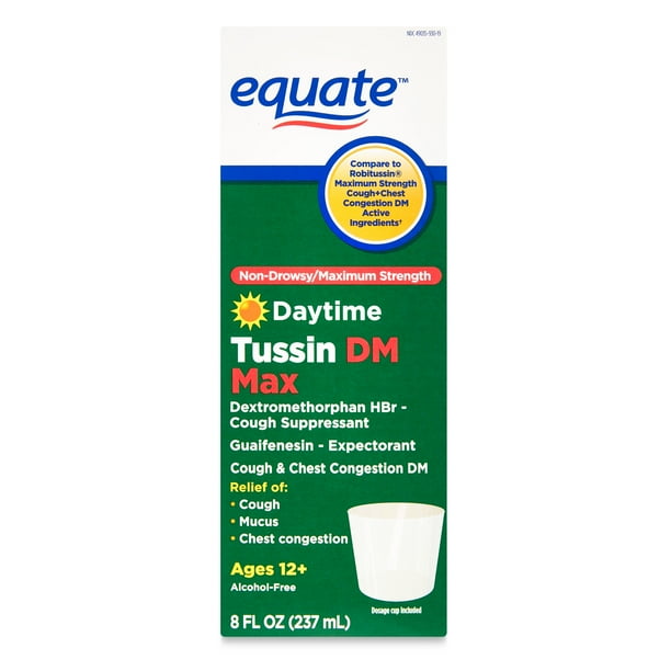 Equate Non-Drowsy/Maximum Strength Daytime Tussin DM Max Liquid, 8 fl ...