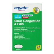 Equate Sinus & Allergy Suphedrine PE Nasal Decongestant Tablets, 24 ...