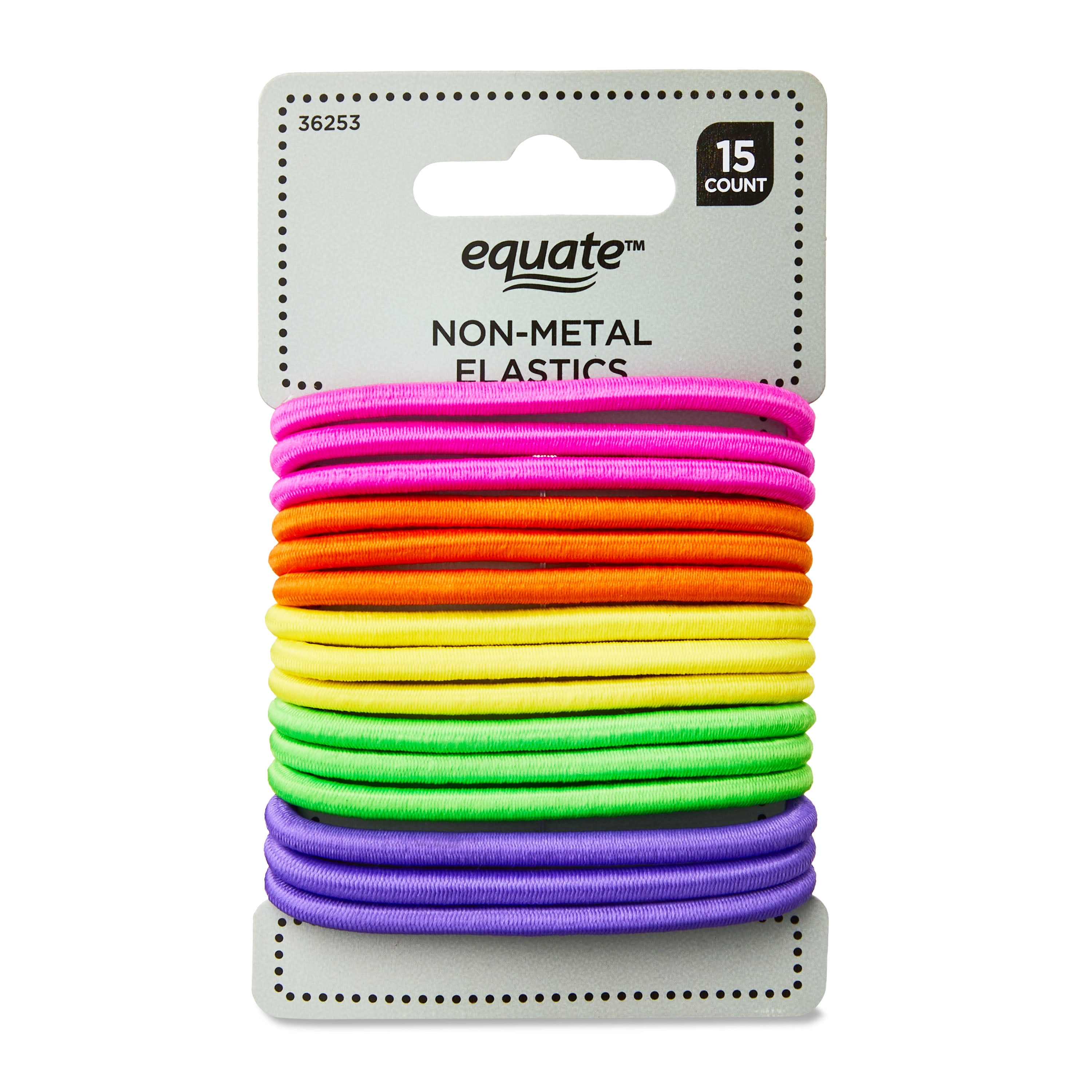 Equate Assorted Hair Elastics 15 Count for Ponytails, Braids, and Buns ...