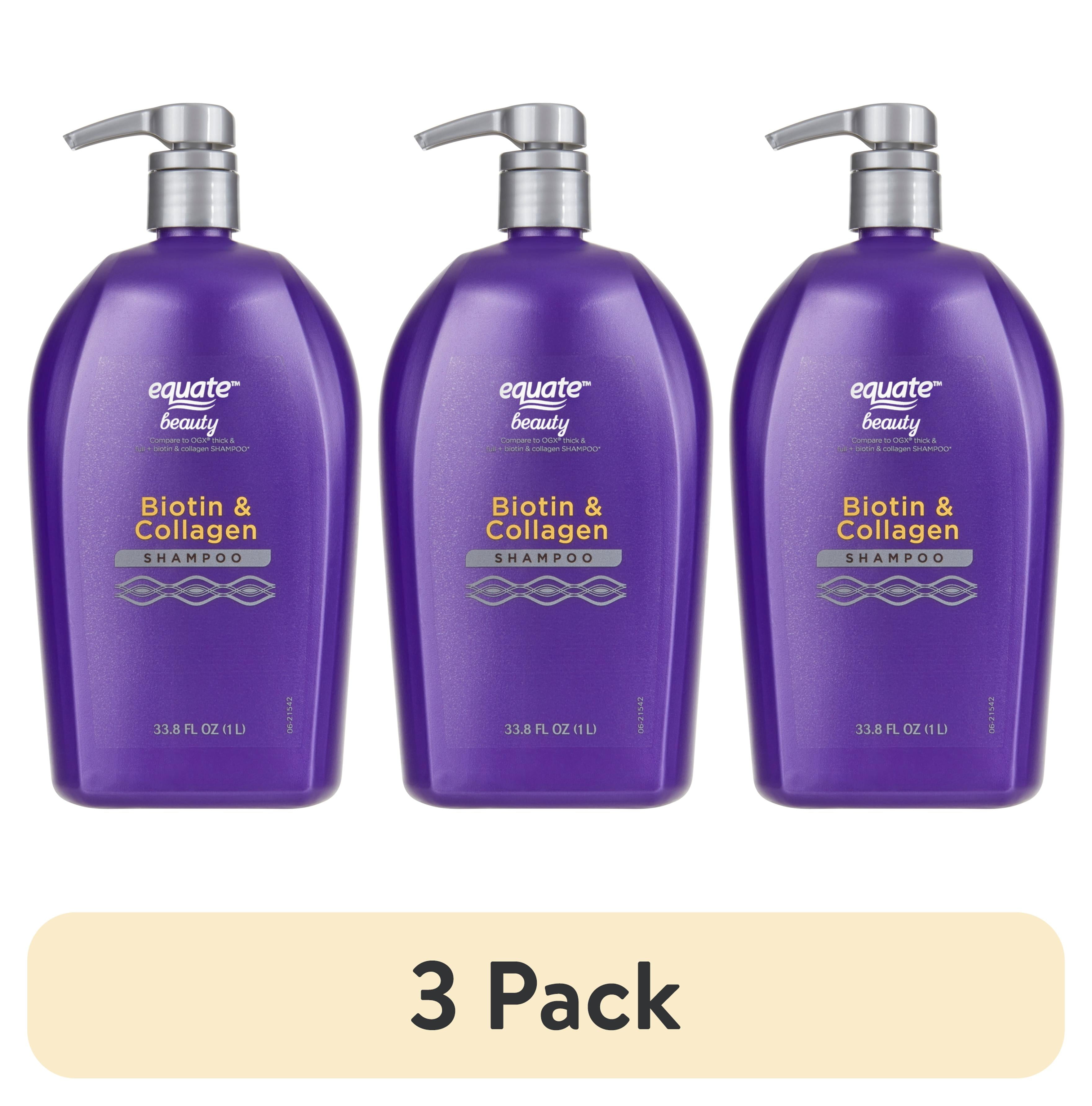 (3 pack) Equate Nourishing Daily Shampoo with Biotin & Collagen, 33.8 ...