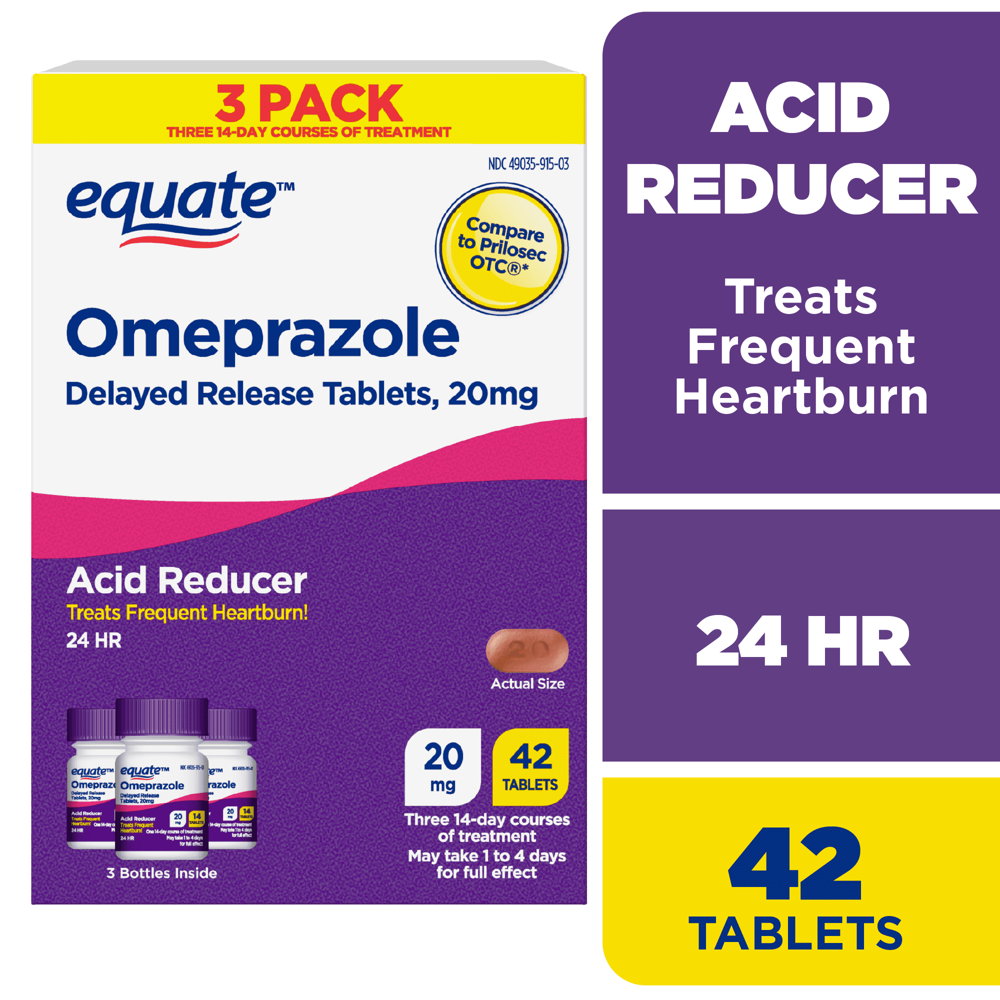 Equate Omeprazole 20mg Tablets Delayed Release, Acid Reducer for ...