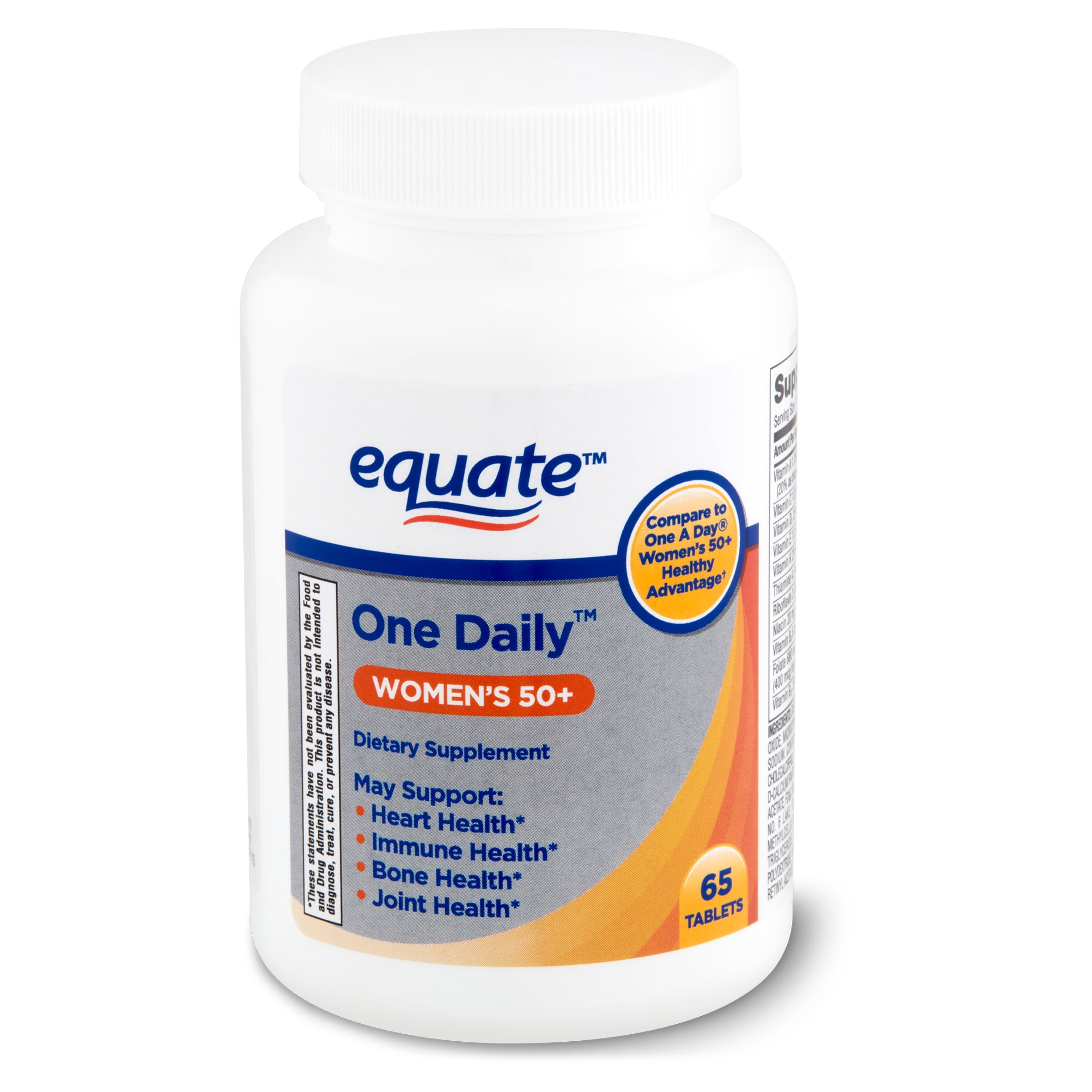 Equate One Daily Dietary Supplement, Women's 50+, 65 Count HSA/FSA ...