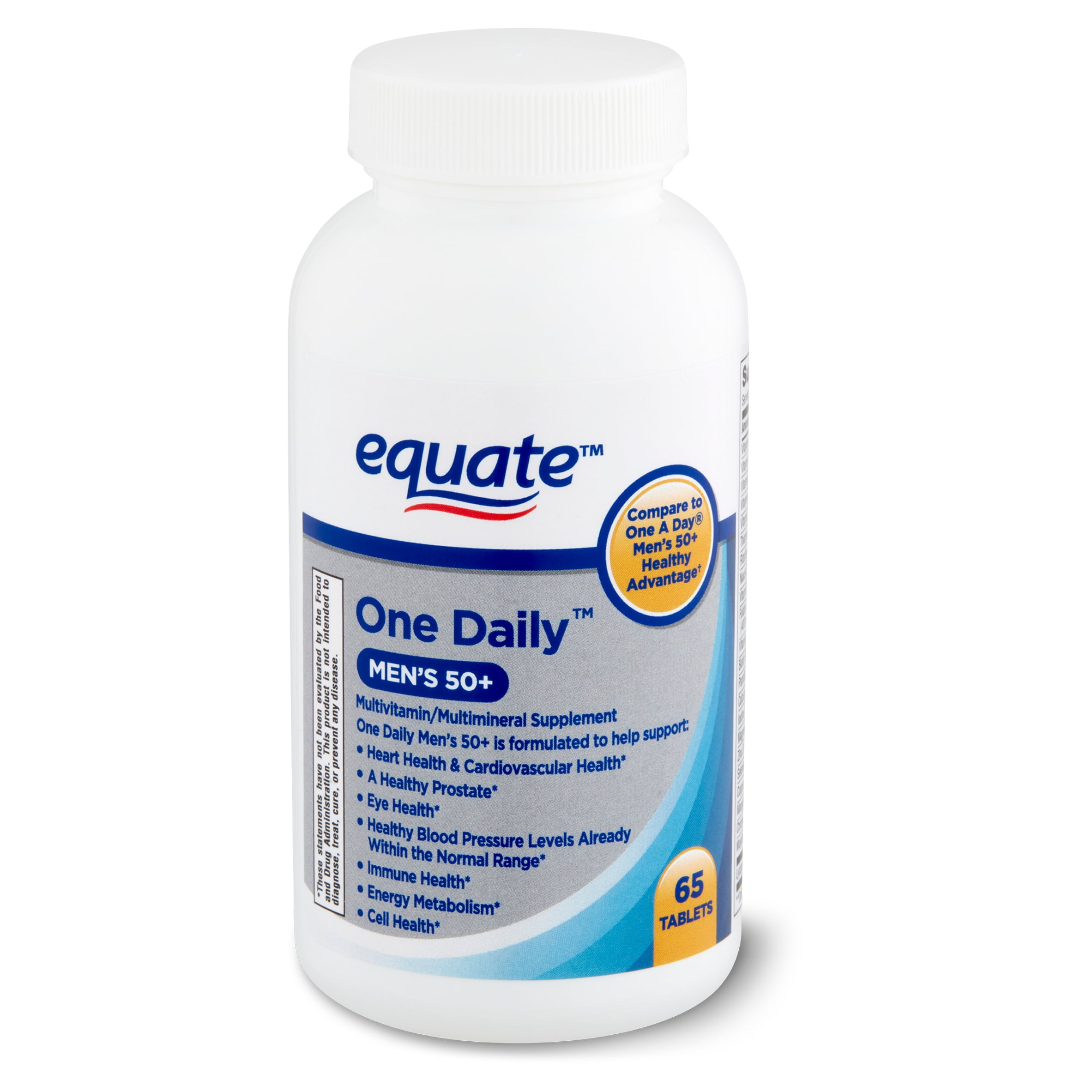 Equate One Daily Men's 50+ Multivitamin/Multimineral Supplement, 65 ...