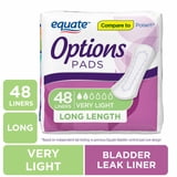 Equate Options Women's Incontinence Pads, Very Light, Long Length (48 ...