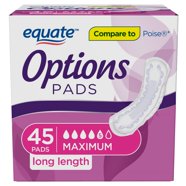 Equate Options Women's Incontinence Pads, Maximum Absorbency, Long ...