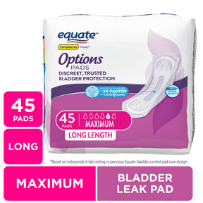 Equate Options Women's Incontinence Pads, Ultimate Absorbency, Long ...