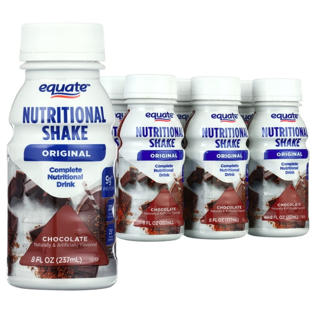 Equate Original Nutritional Shake, Chocolate, 8 fl oz, 6 Count ...