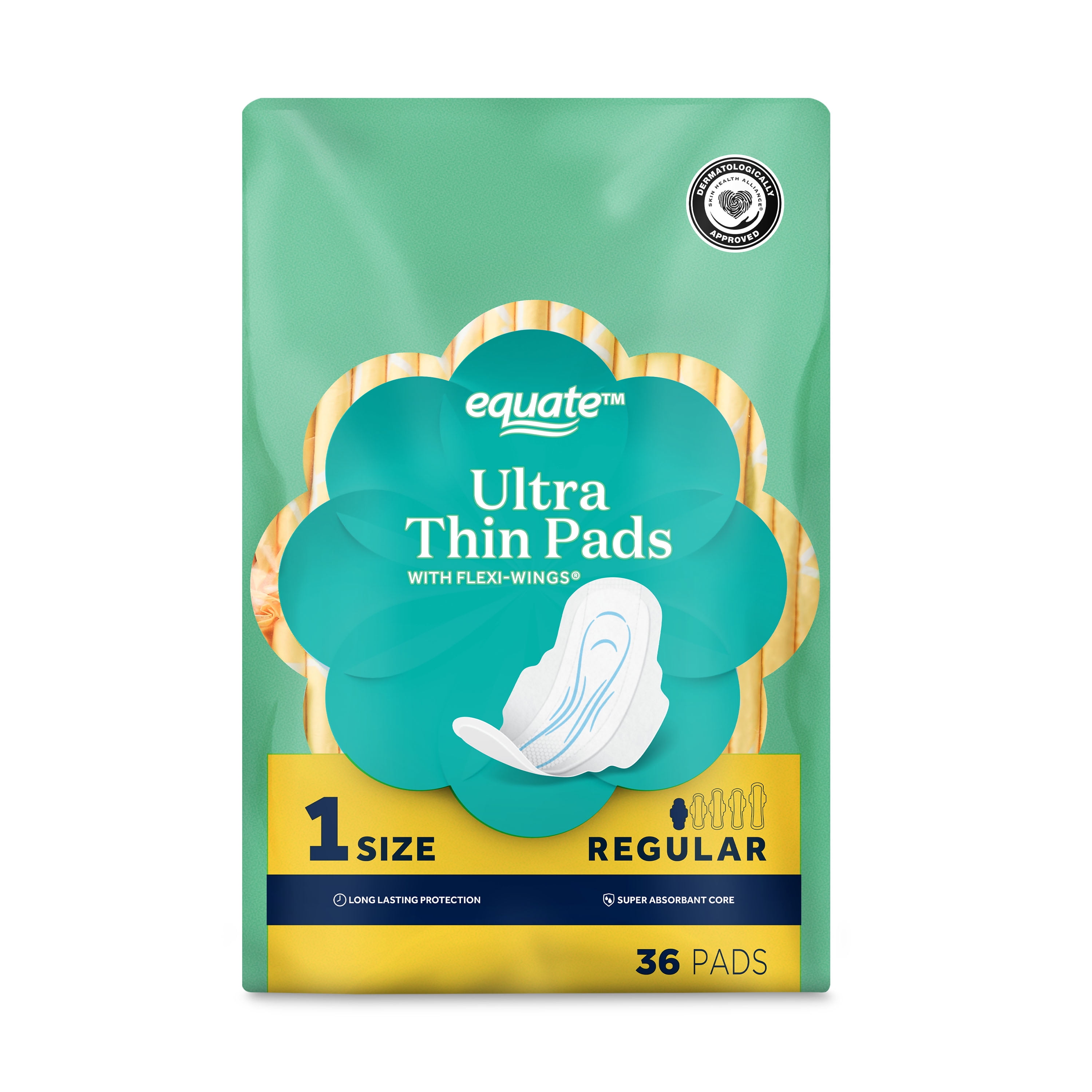 Equate Ultra Thin Pads with Flexi-Wings, Unscented, Regular, Size 1 (36 ...