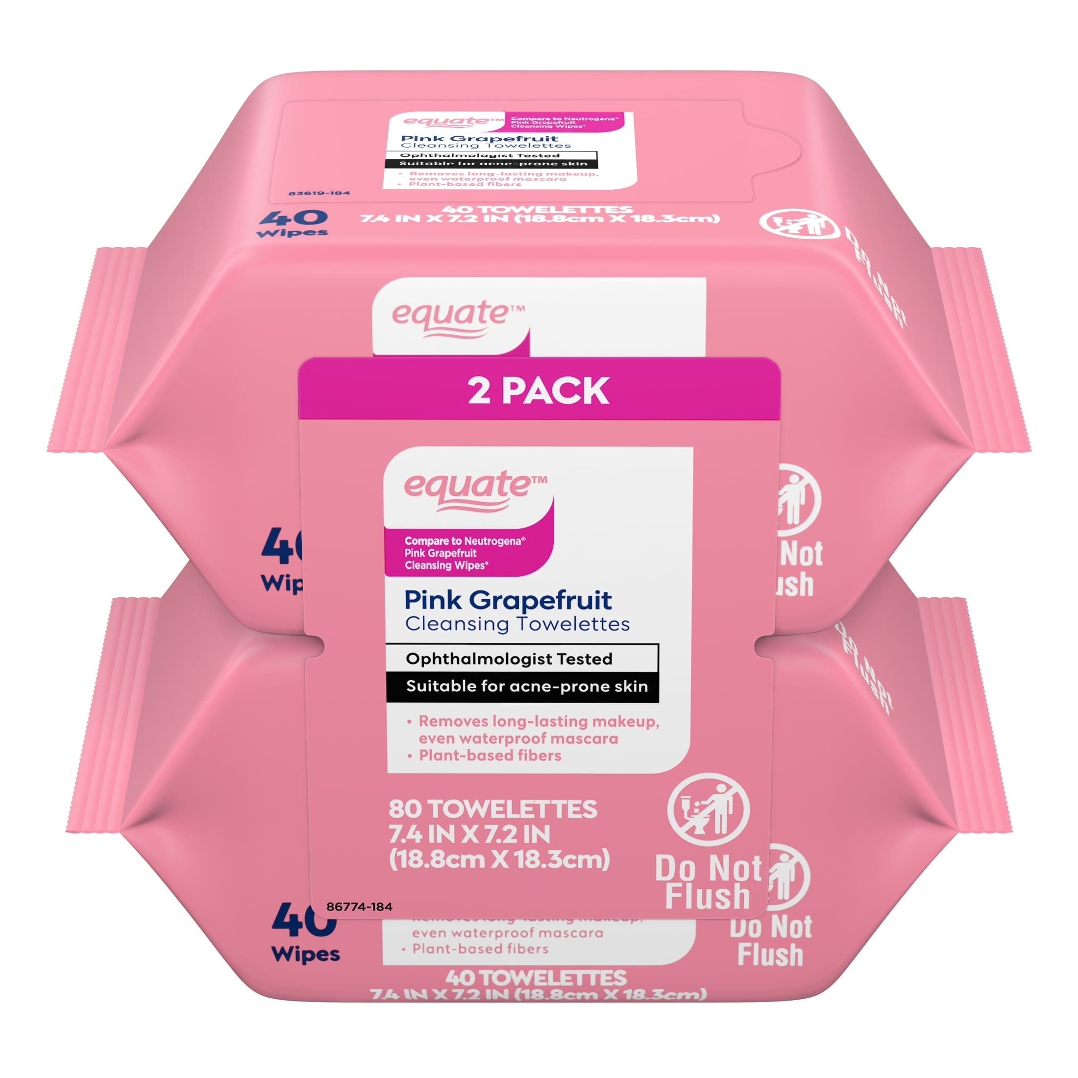 Equate Pink Grapefruit Cleansing Towelettes - 80 Count - Walmart.com