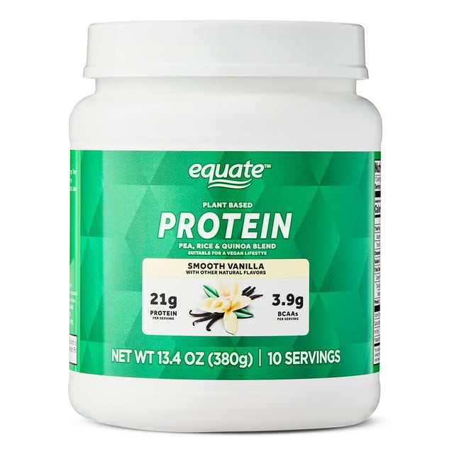 Equate Plant-Based Protein Powder Supplement, Smooth Vanilla, 13.4 oz ...
