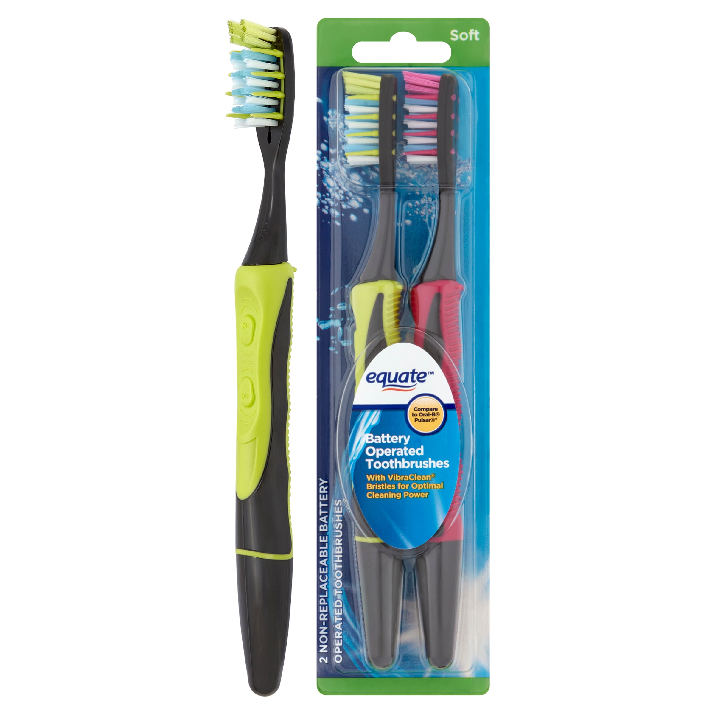 Equate Polaris Deep Cleaning VibraClean Toothbrush, Soft Bristles, Help ...