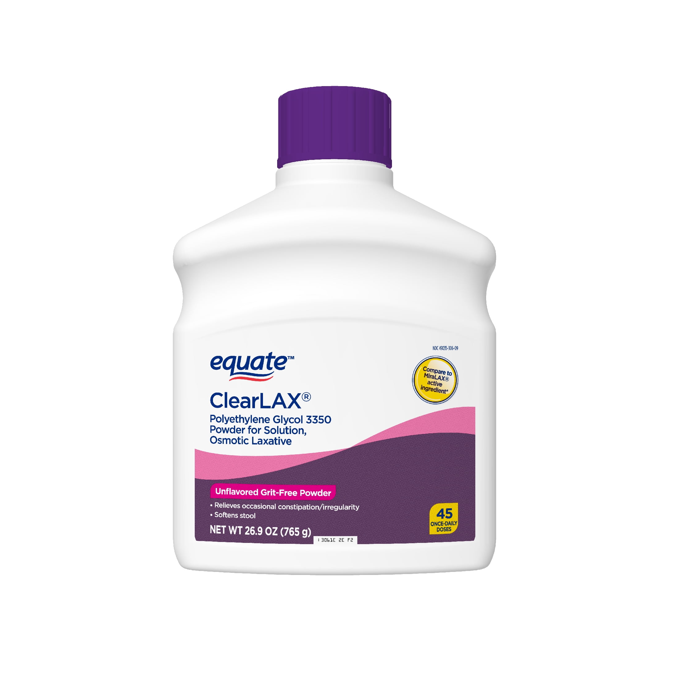 Equate Polyethylene Glycol 3350 Powder for Solution, Osmotic Laxative ...