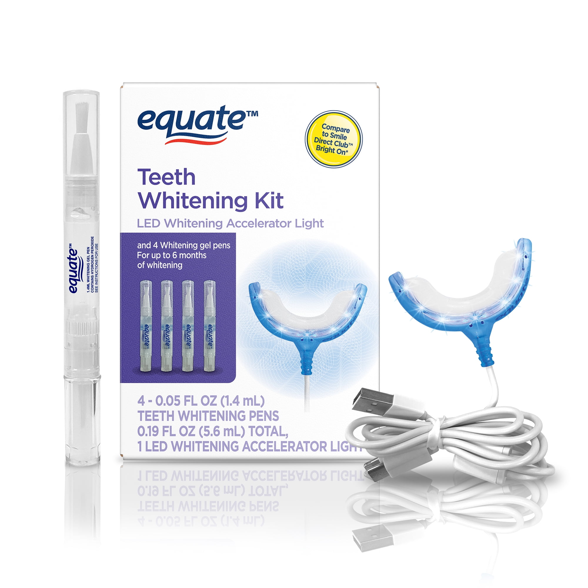 Equate Premium Teeth Whitening Kit, 4 Gel Pens + 1 LED Light ...