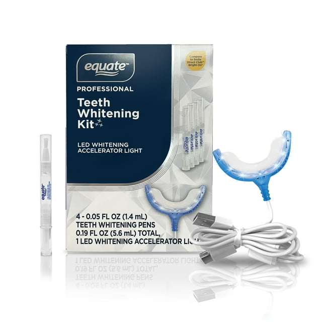 Equate Premium Teeth Whitening Kit, 4 Gel Pens + 1 LED Light ...
