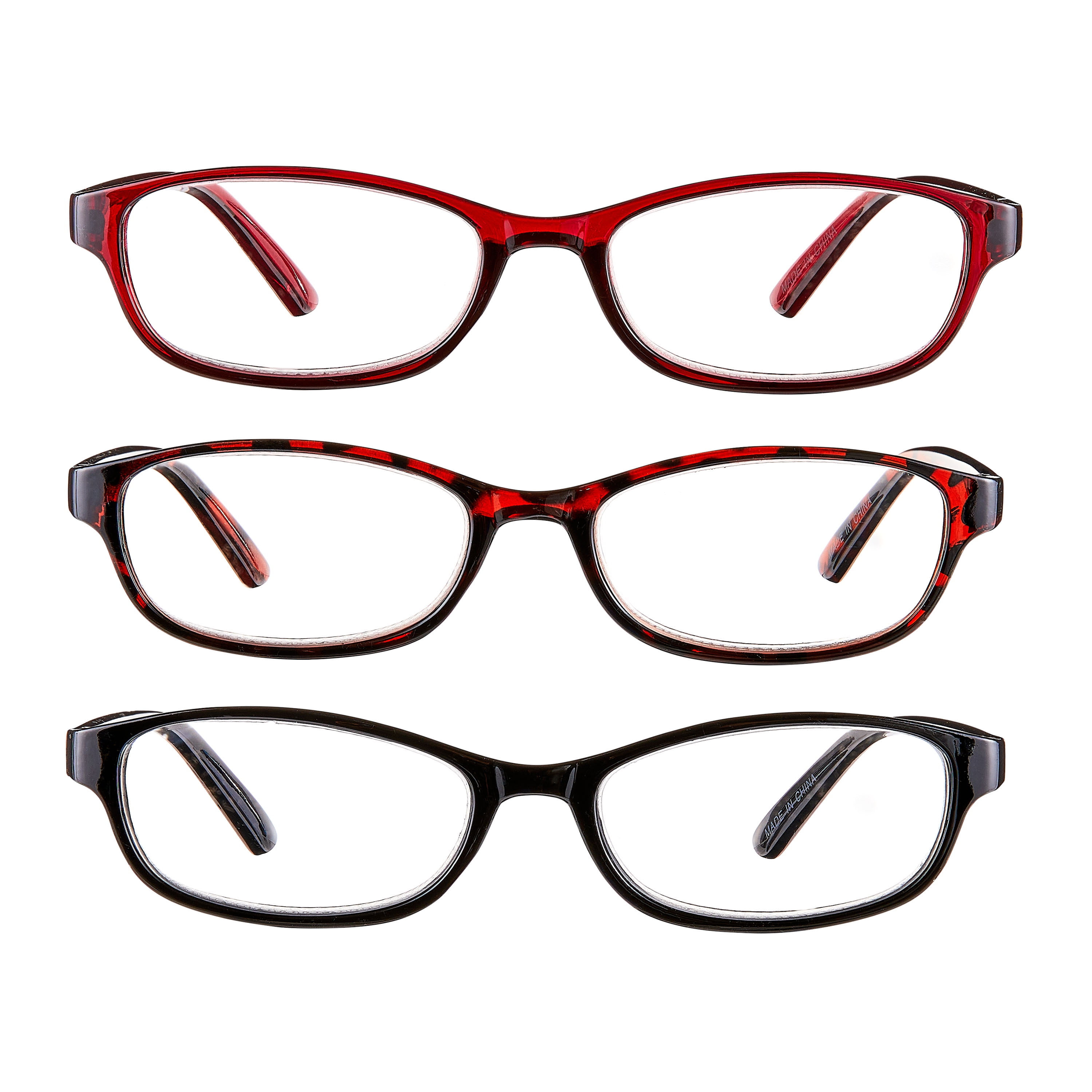 Equate Women's Rectangular Reading Glasses 3-Pack +1.25 Fashionable ...