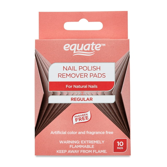 Equate Nail Polish Remover Pads for Natural Nails, Regular (10 Count ...