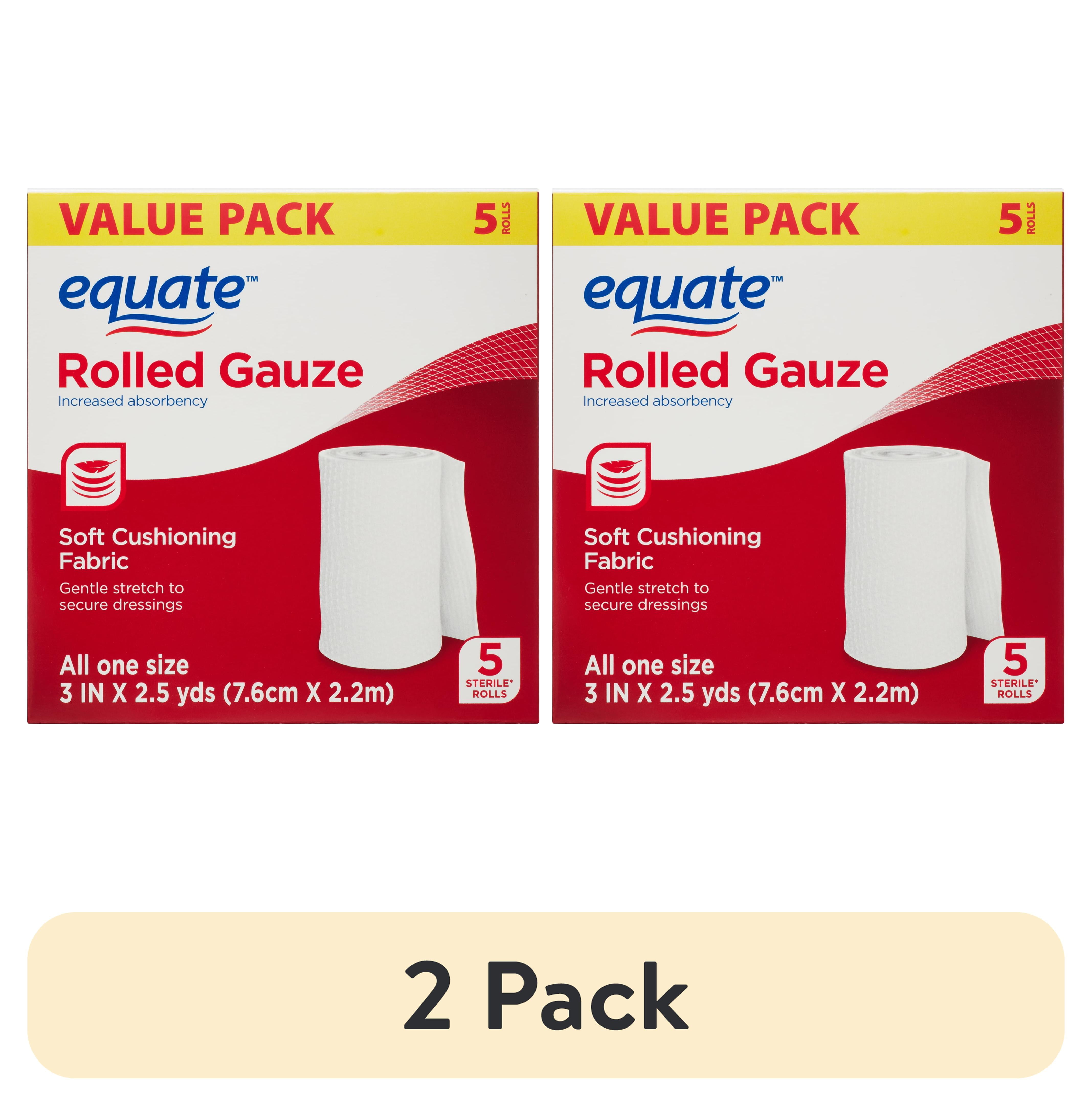 (2 pack) Equate Rolled Gauze, 3" x 2.5 yd, 5 Count - Walmart.com
