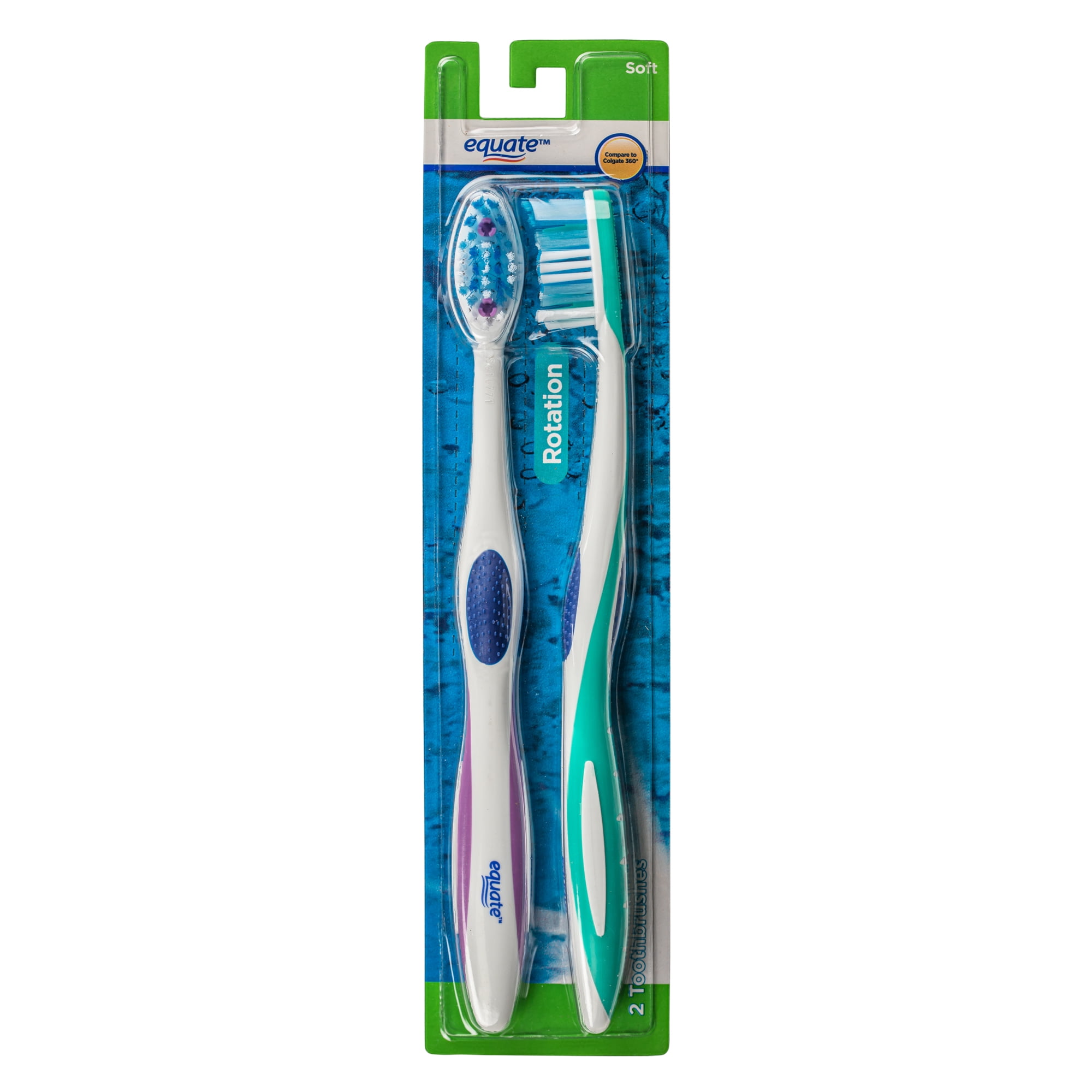 Equate Rotation Toothbrush with Tongue and Cheek Cleaner, Soft Bristles ...