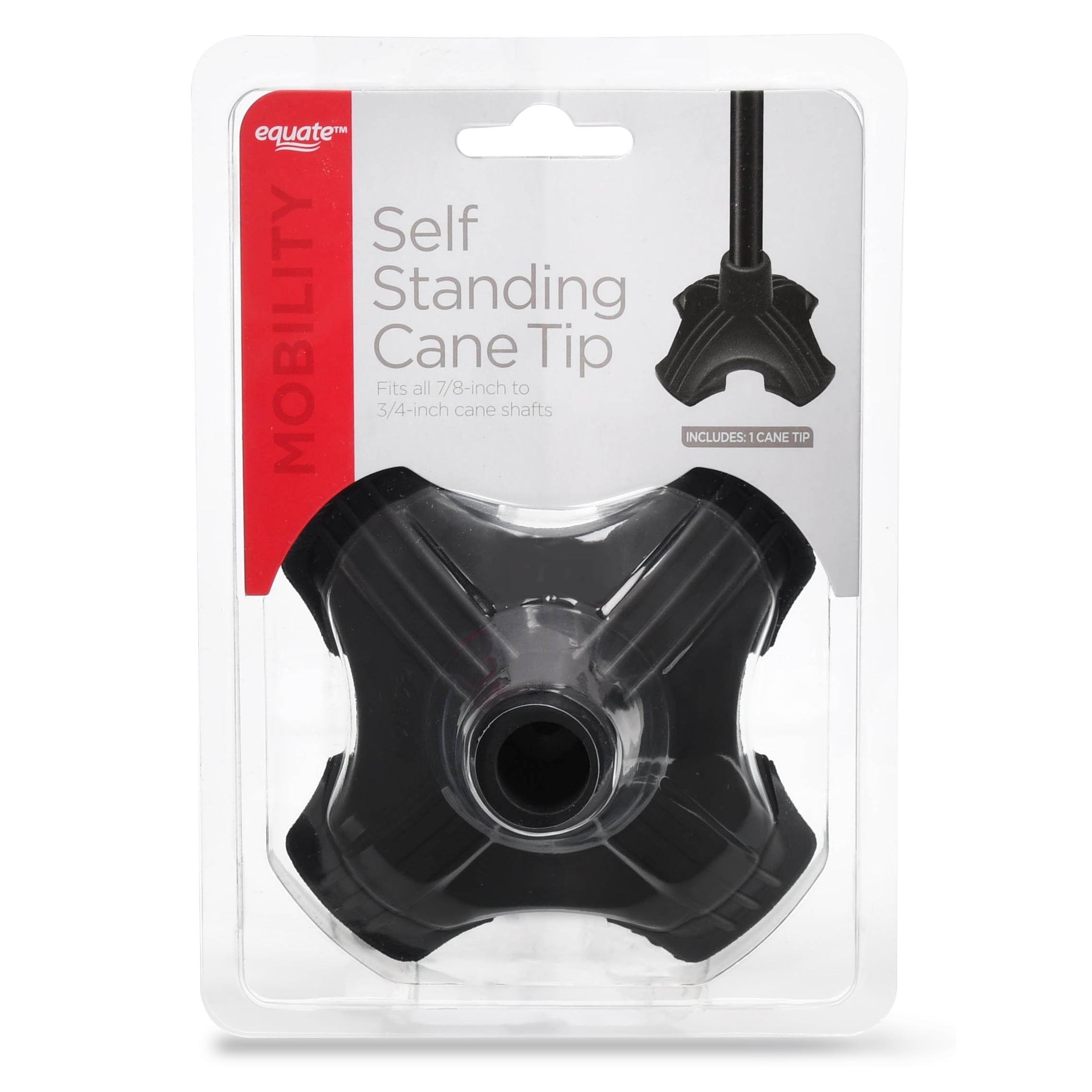 Equate Self Standing Walking Cane Tip, Fits 7/8" to 3/4" Cane Shafts ...