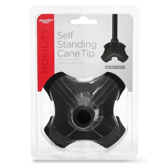 Equate Self Standing Walking Cane Tip, Fits 7/8" to 3/4" Cane Shafts ...