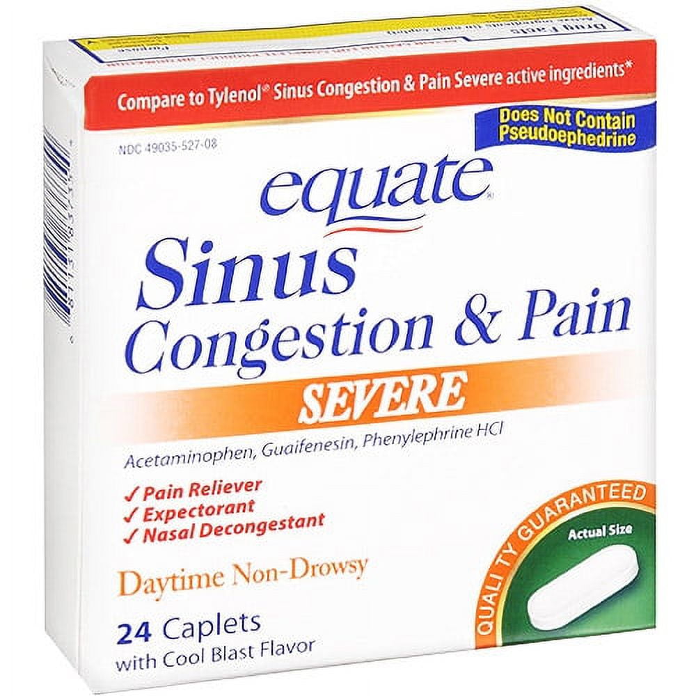 Equate Severe Acetaminophen, Guaifensin, Phenylephrine Hcl Sinus ...
