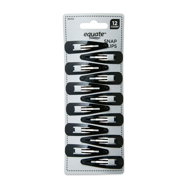 Equate Hair Snap Clips, 12 Count, Black, For Small Sections of Hair or ...