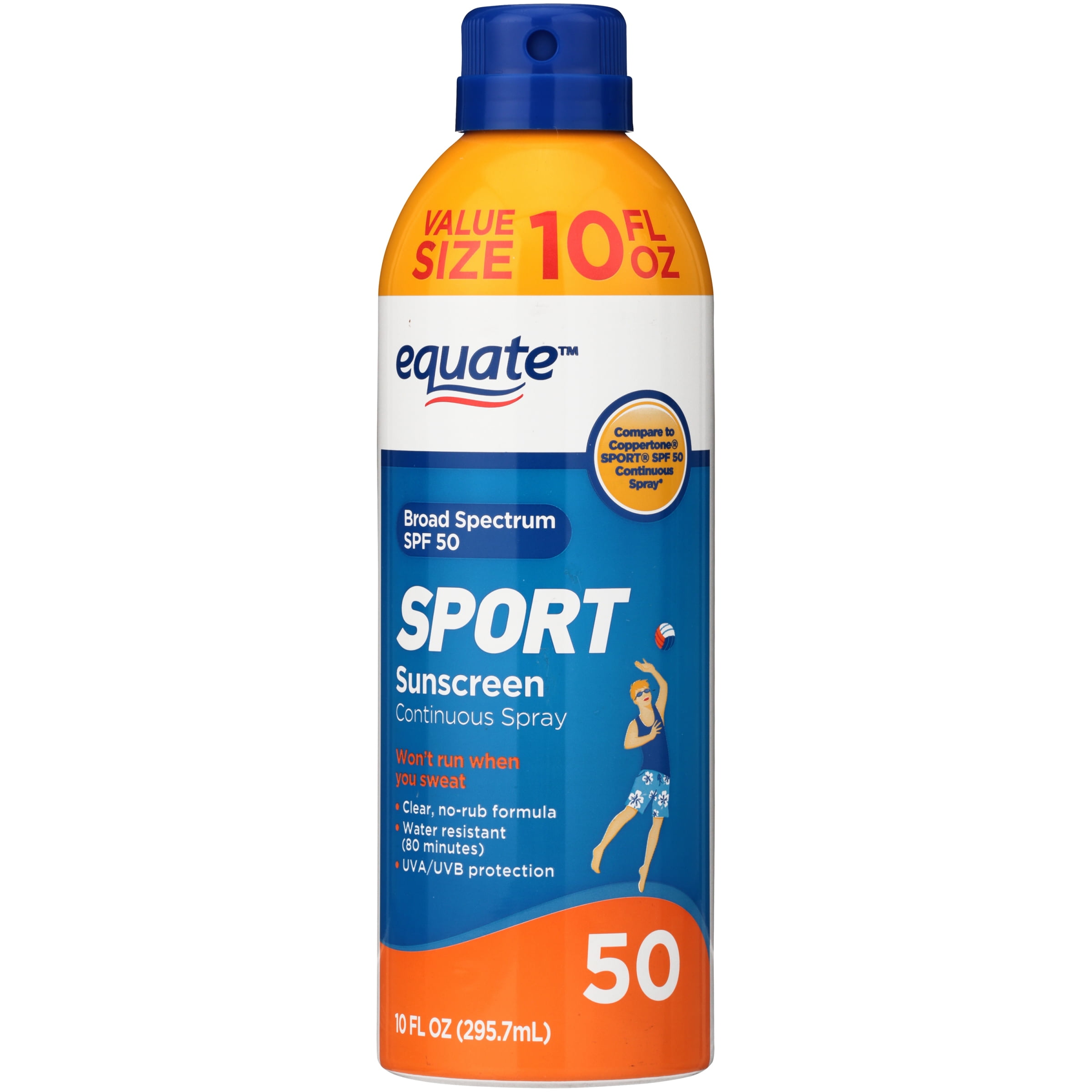 Equate Sport Broad Spectrum Sunscreen Continuous Spray, SPF 50, 10 oz ...