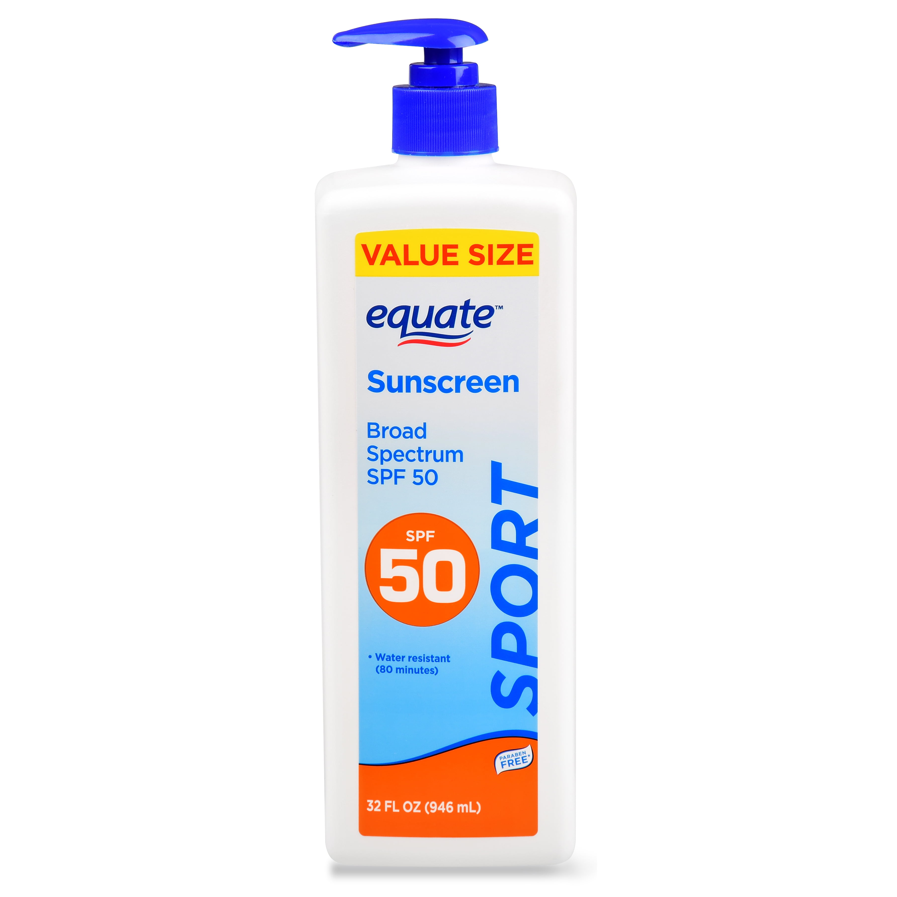 Equate Sport Broad Spectrum Sunscreen Value Size Lotion Pump, SPF 50 ...