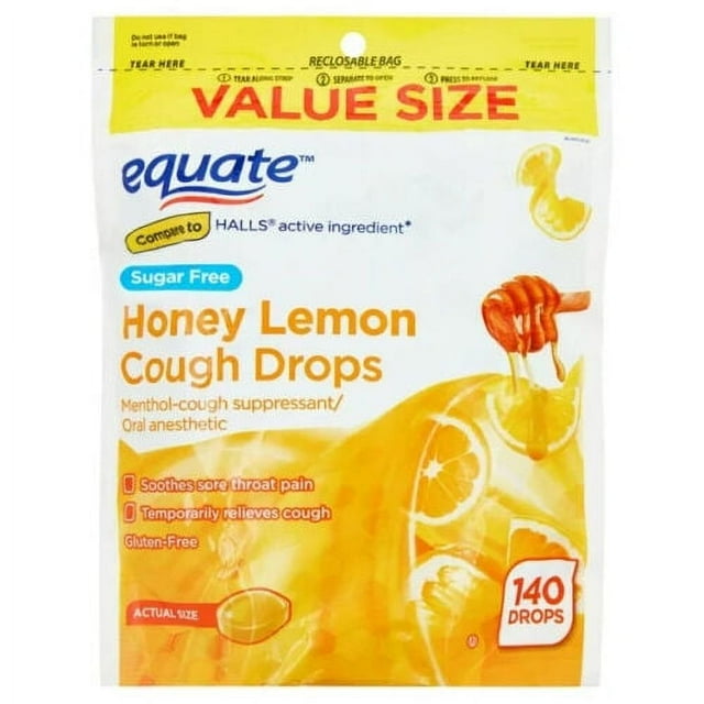 Equate Sugar Free Honey Lemon Cough Drops, 140 Count - Walmart.com