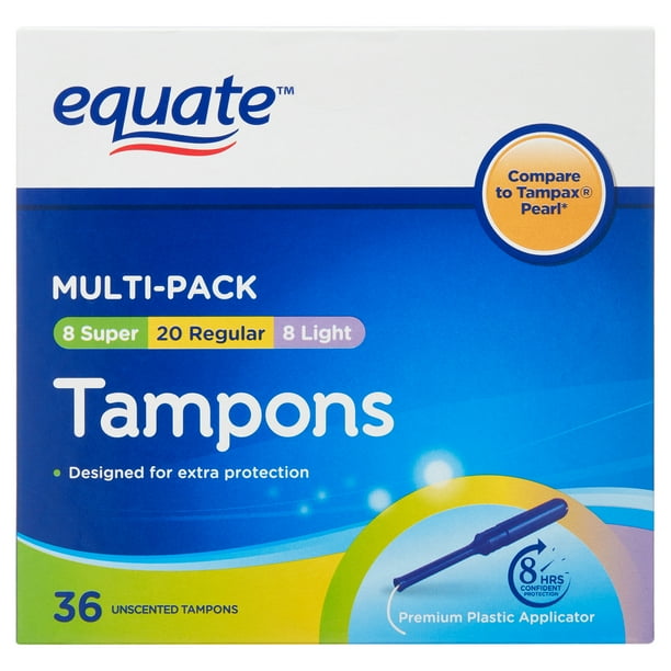 Equate Tampons with Plastic Applicator, Unscented, Light, Regular and ...