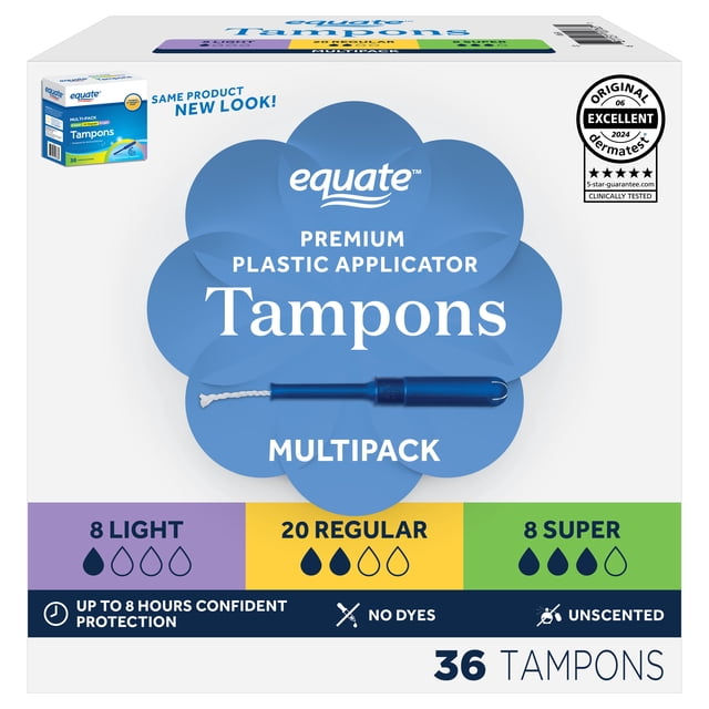 Equate Tampons with Premium Plastic Applicators, Unscented, Light ...
