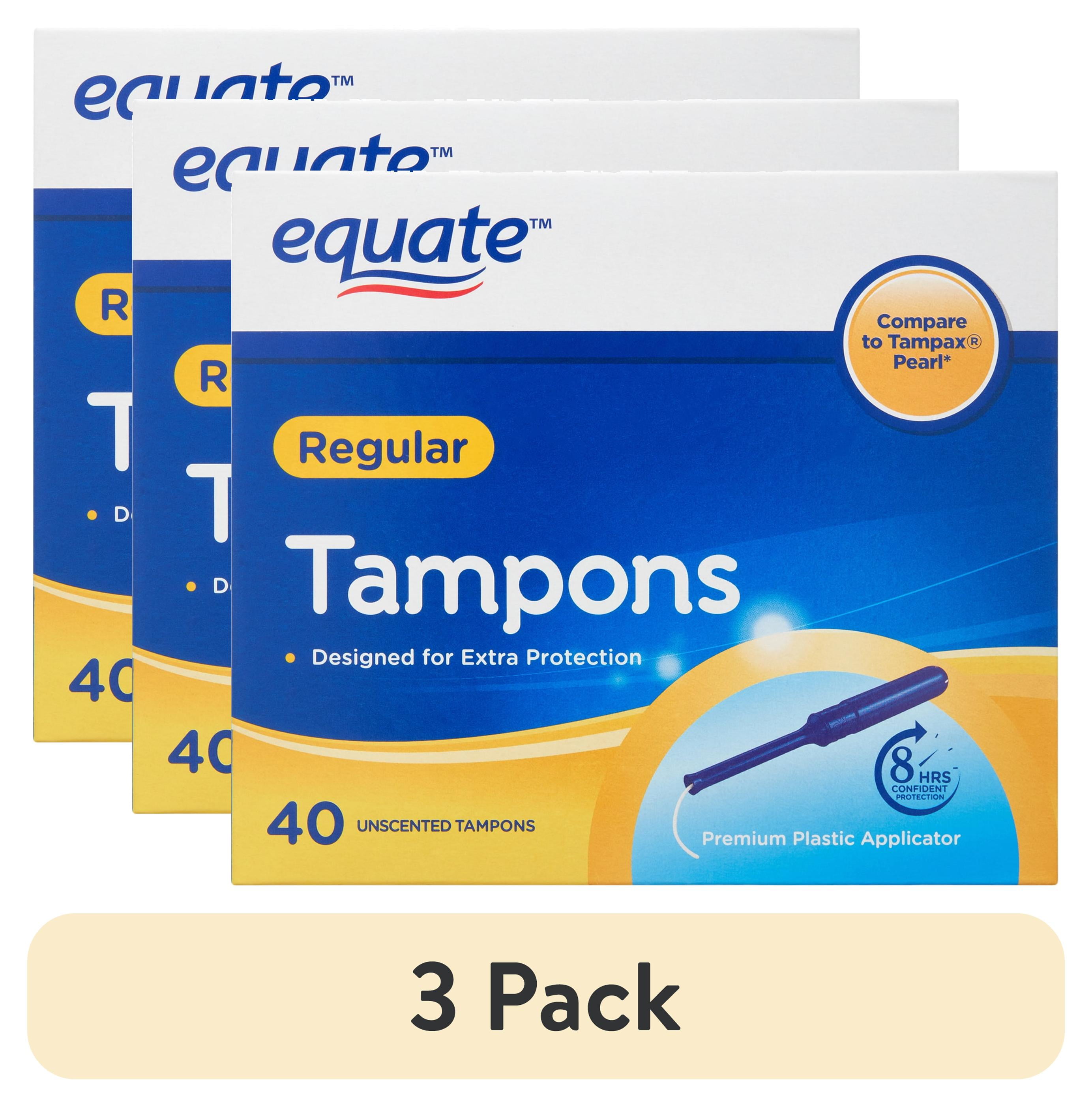 (3 pack) Equate Tampons with Premium Plastic Applicators, Unscented ...