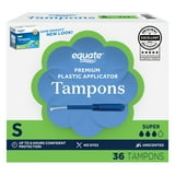 Equate Premium Tampons with Plastic Applicators, Super Absorbency (36 ...