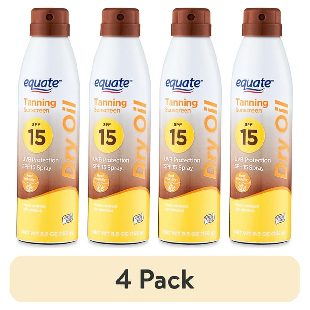 (4 pack) Equate Tanning Dry Oil Sunscreen, SPF 15, 5.5 oz - Walmart.com