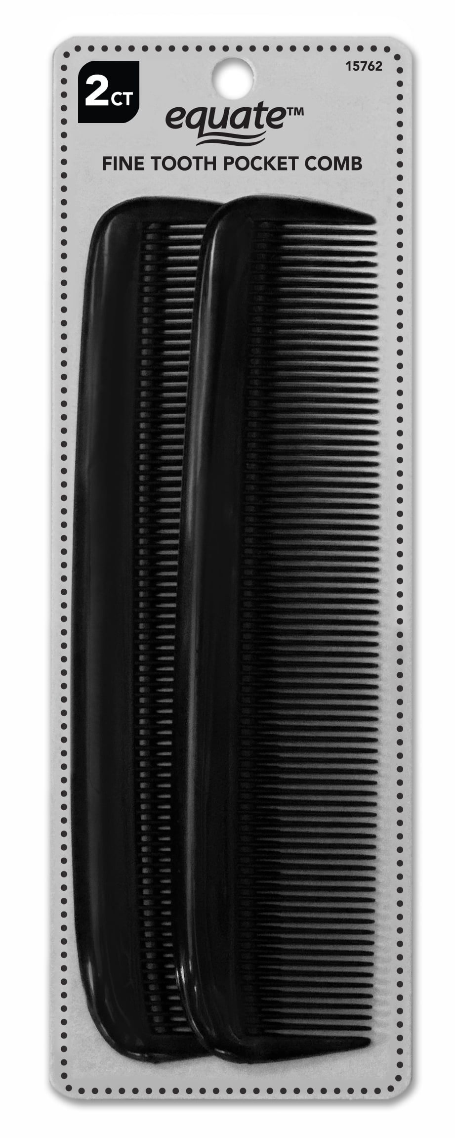 Equate Pocket Comb Black 2 Pack for Short Hair, Teasing, Parting and ...