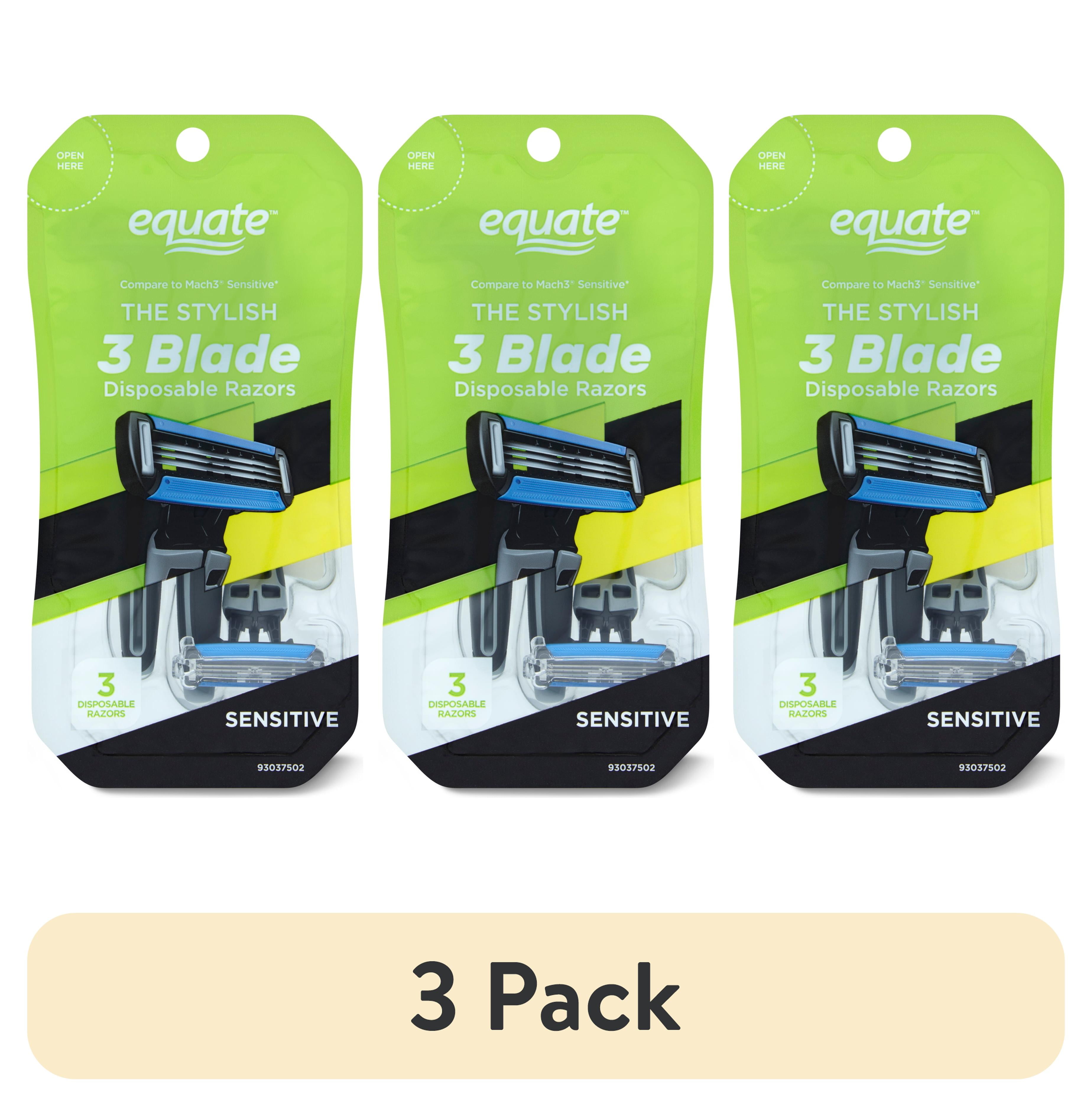 (3 pack) Equate The Stylish 3 Blade Disposable Razors for Men, 3 Count ...