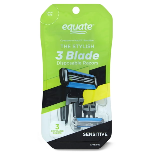 Equate The Stylish 3 Blade Disposable Razors for Men, 3 Count - Walmart ...