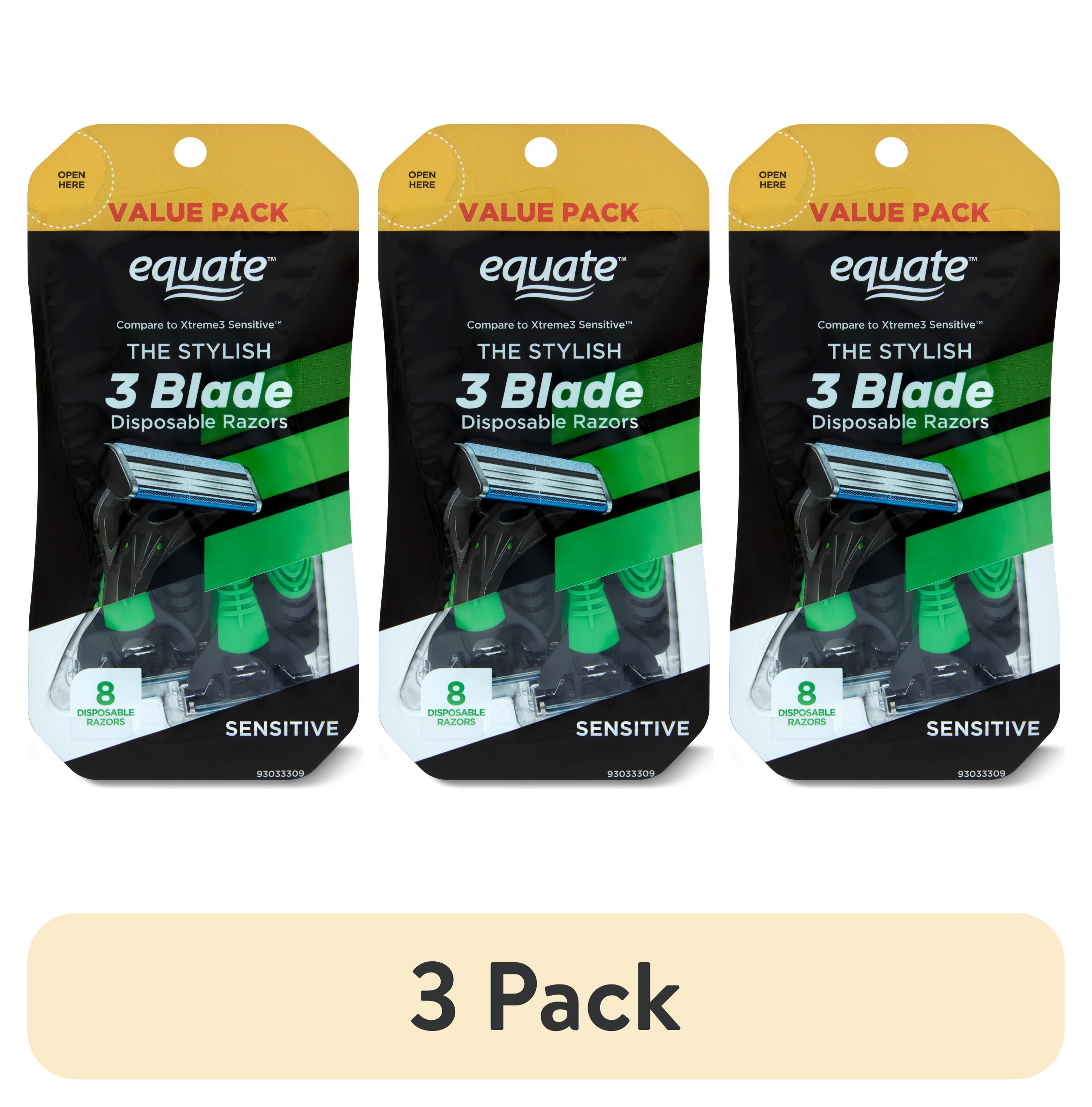 (3 pack) Equate The Stylish 3 Blade Sensitive Disposable Razors Value ...