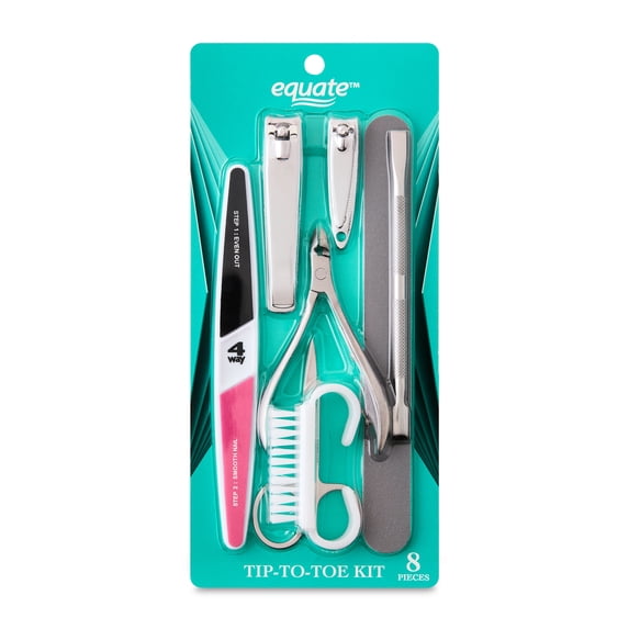 Equate Tip-to-Toe Kit Pedicure Set 8 Pieces, Complete Nail Care with ...
