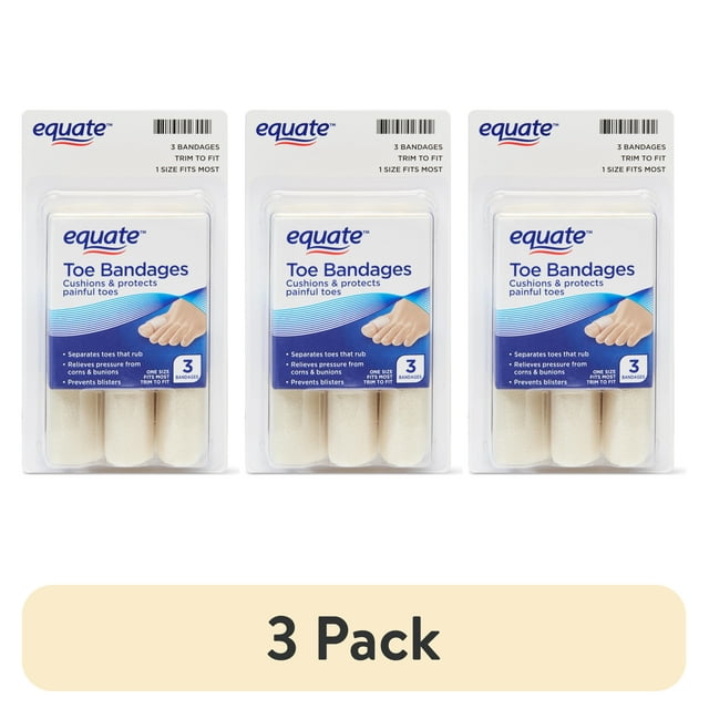 (3 pack) Equate Toe Bandages Cushion & Protect Corns and Bunions, 3 Ct ...